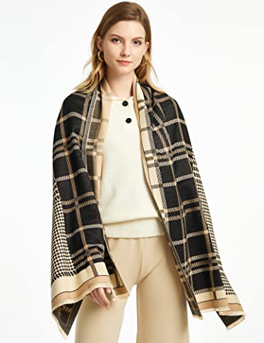 Scarfs for Women Pashmina Shawl Wrap for Evening Dressing Winter Thick Warm Knit Scarf Blanket Open Front Poncho Cape