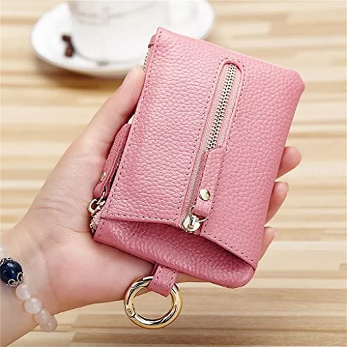 ZLXDP Ladies Men's Mini Key Wallet Multifunctional Zipper Coin Purse (Color : Black, Size