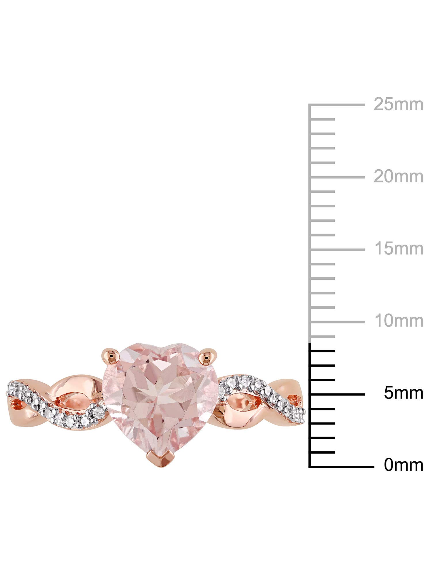 SLV 1-3/4 CT.T.W. 8 x 8mm Heart Cut Morganite & 1/10 CT.W. D/VVS1 Diamond 14K Rose Gold Plated Heart Infinity Ring7