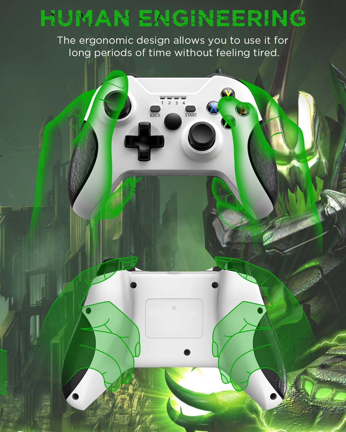 Rddmen Wireless Controller for Xbox One - 2.4GHz Dual Vibration Remote Compatible with Xbox 1/ X/ S/ Series X/ S/ PC (White)