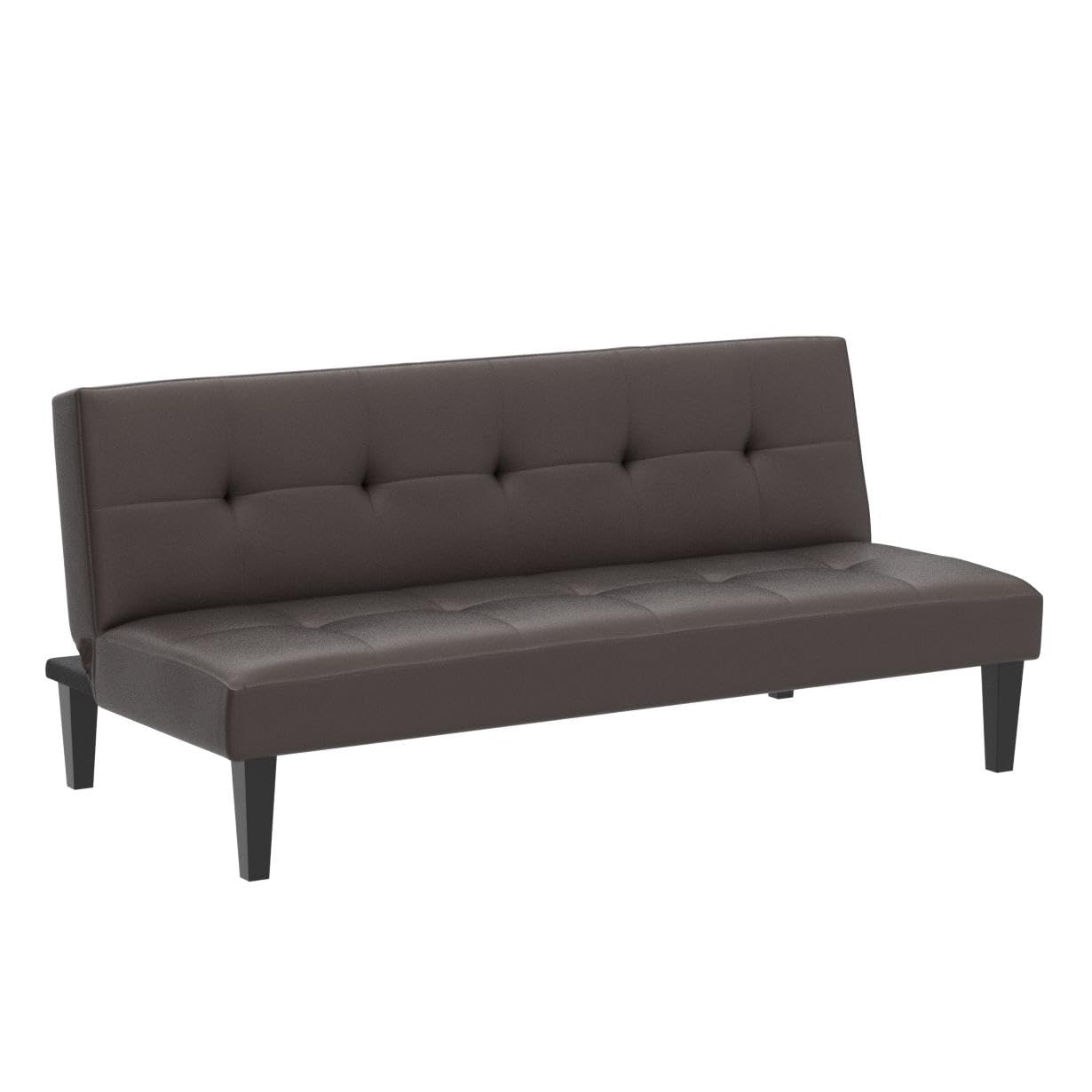 Naomi Home Durable Futon: Perfect for Both Couch Bed and Small Futon Sturdy Build Modern Faux Leather Futon Couch - Low-Maintenance Upholstery - Customizable Positions - Easy Assembly, White