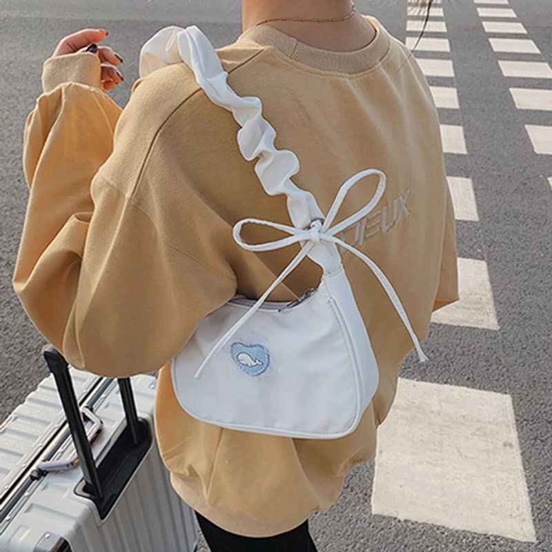 TFIIEXFL Travel Casual Everyday Clutch Canvas Pleated Zipper Small Casual Dumpling Bag Tote Bag
