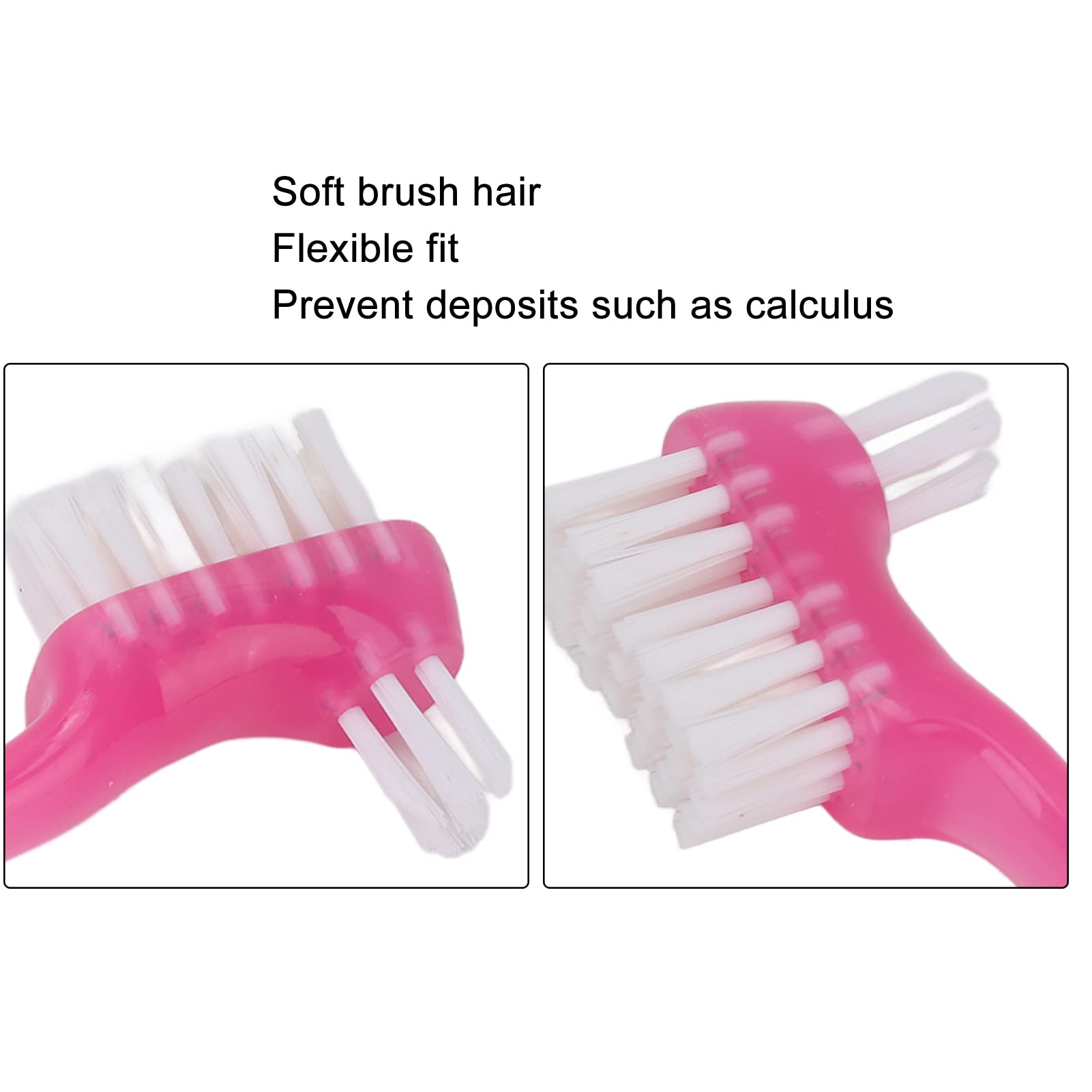 ZJchao False Teeth Cleaning Brush Elderly Portable Plaque Dirt Removal Denture Brush Home Travel()
