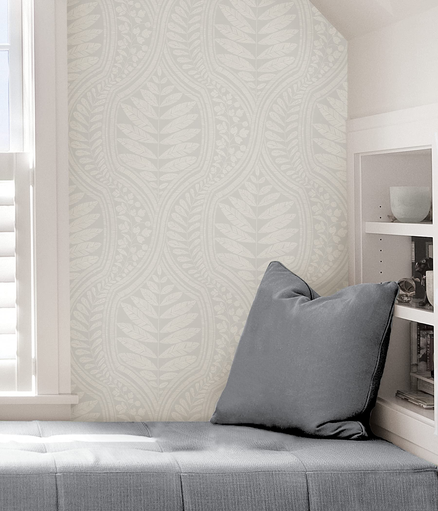 Scott Living Grey Foliate Peel & Stick Wallpaper