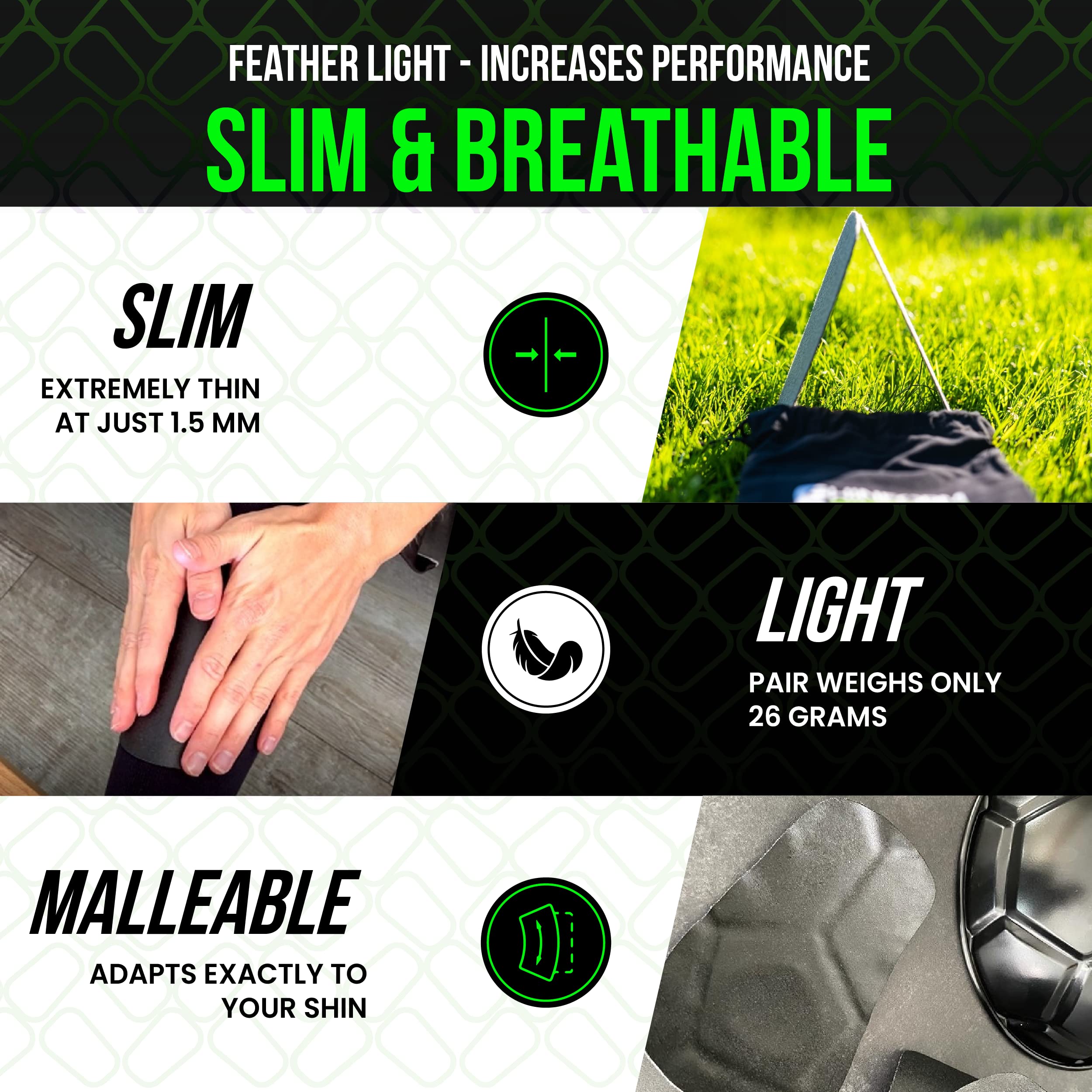 Shinform Performance Shin Pads - Lightweight Design for Enhanced Performance and Comfort - Adjustable and Customizable - Youth to Adult Sizes
