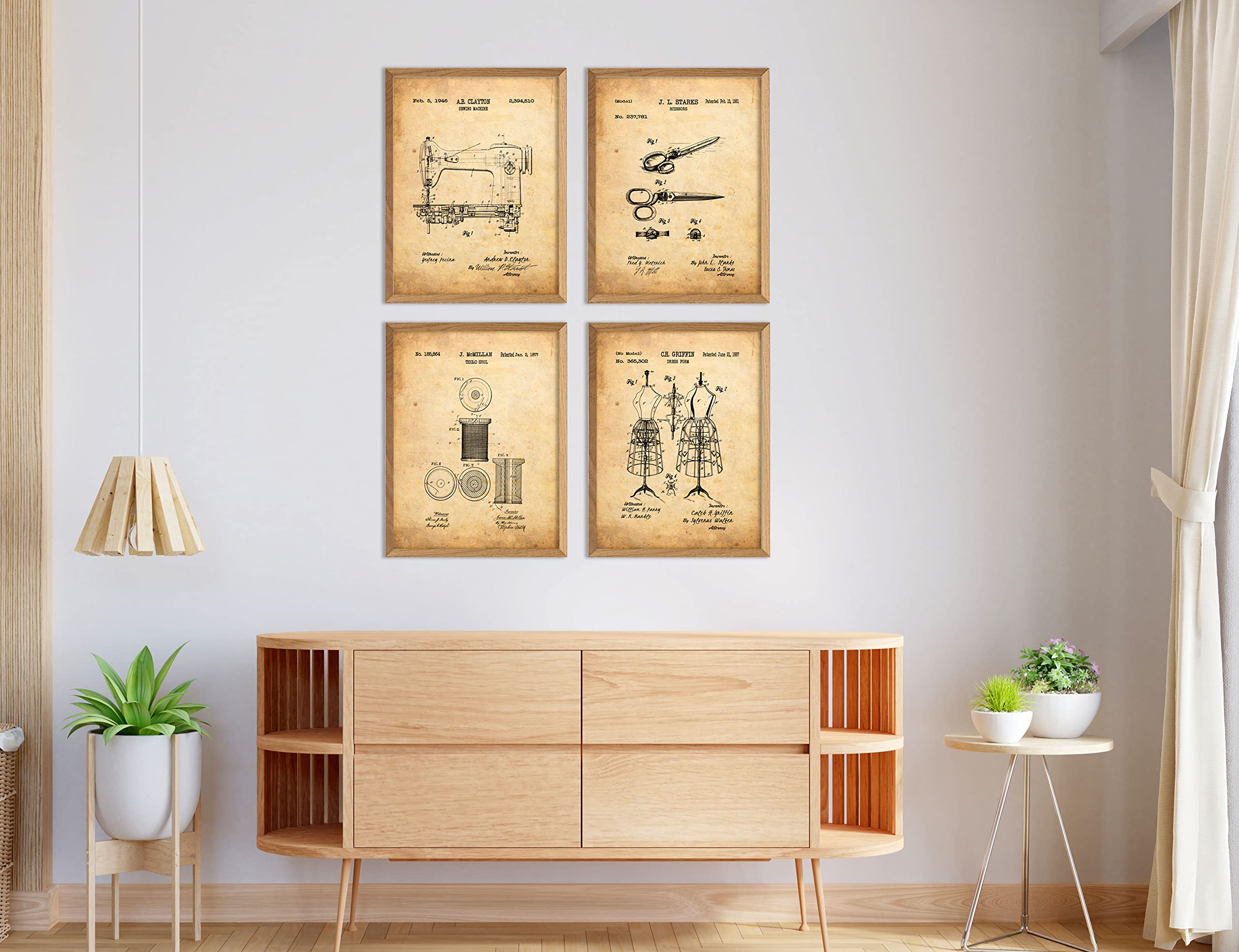 Sewing Patent Poster Set Sewing Room Art Craft Room Decor Sewing Machine Dressform Mannequin Seamstress Wall Decor Sewing Room Artworks Tailors Wall Art Gift For Sewer 8x10 Unframed Print Set