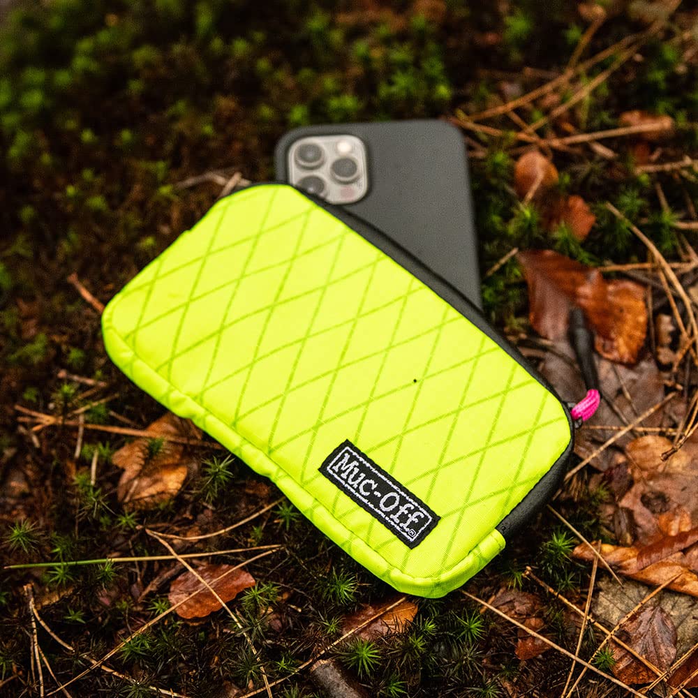 Muc-Off Rainproof Essentials Case, Hi-Vis - Bike Pouch, Cycling Phone Wallet with Zipper - Bike Accessories for Storing Phone and Bike Tools