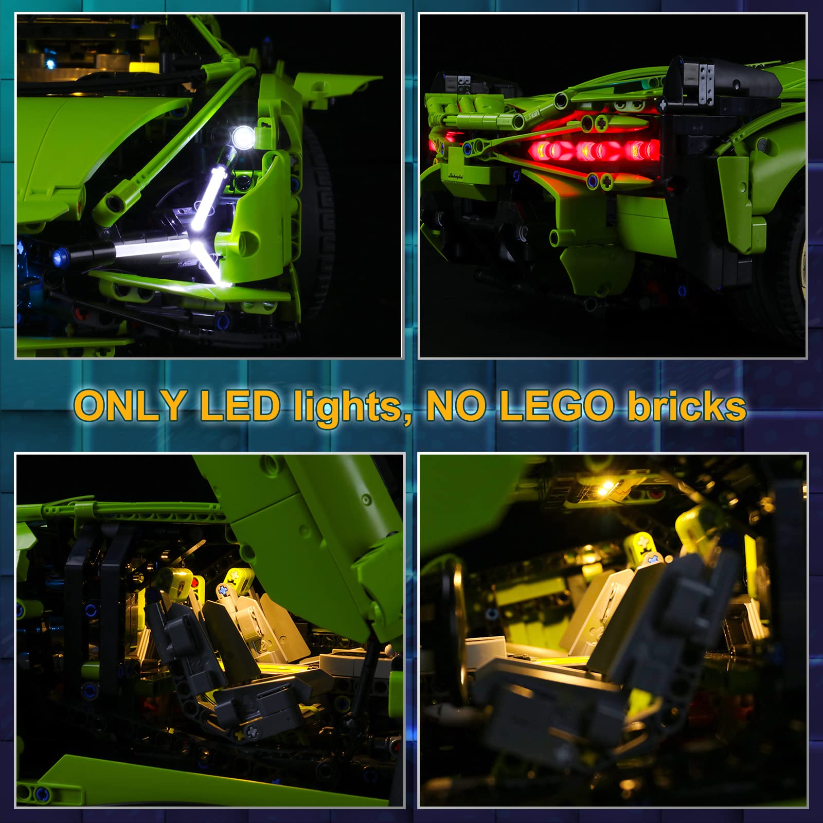 Vaodest LED Light for Lego 42107 Panigale V4R Motorcycle,Design and Configuration Compatible with Model 42107 (LED Light Only, Not Building Block Kit)