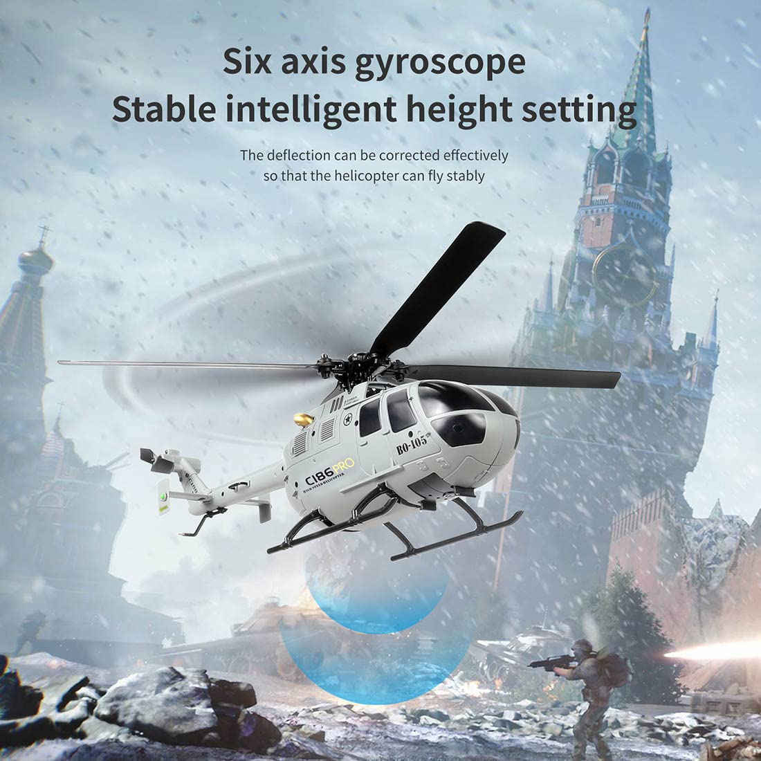 MOYRETTY 1/18 4CH 2.4G RC Helicopter Model for Beginners, Remote Control Stunt Helicopter (RTF Version)