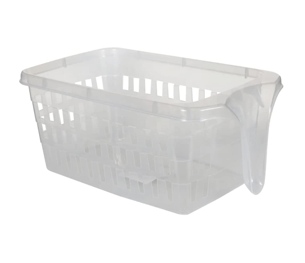 Rectangular Slotted Baskets with Single-End Handles, 13", Pack of 4 (White)