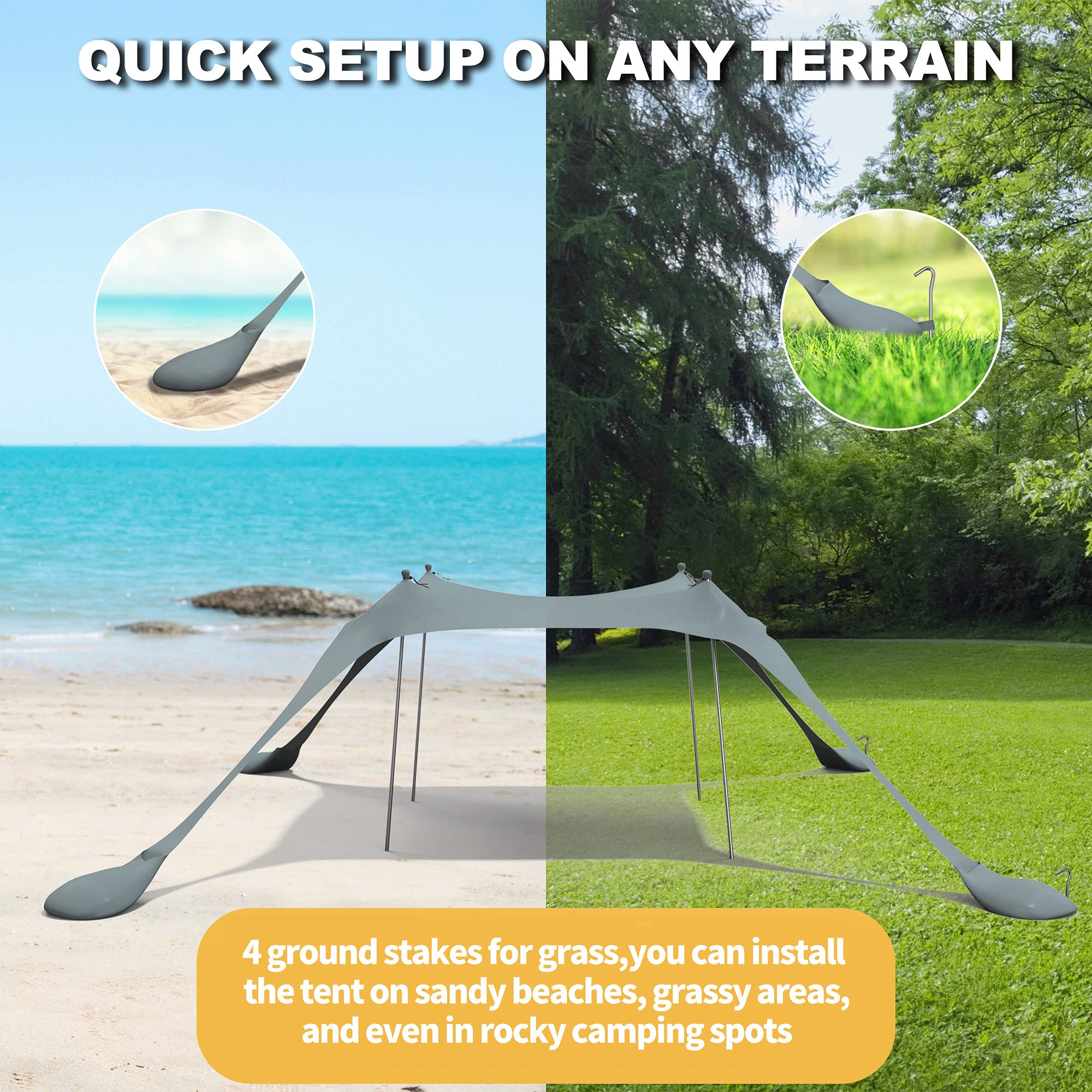 RELIANCER Pop Up Family Beach Tent (10βx10β Dark Blue)