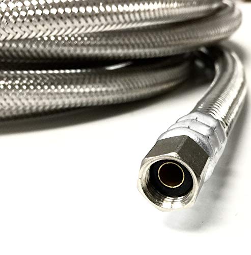Shark Industrial 6 FT Stainless Steel Braided Ice Maker Hose with 1/4" Comp by 1/4" Comp Connection