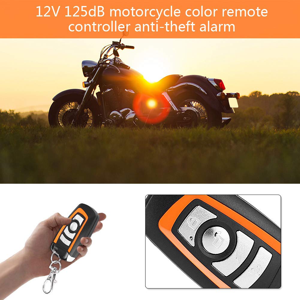 Motorcycle Alarm System, 12V Universal Motorcycle Anti-Theft System, Motorcycle Security Alarm with Double Remote Control Engine Start, Anti-Theft Security Kit for Motorcycle Bike Vehicle