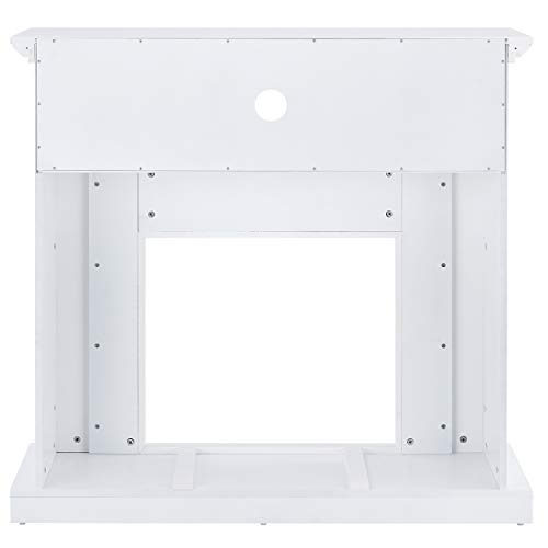 SEI Furniture Nobleman Mother of Pearl Tiled Electric Fireplace with Hidden Media Shelf, New White