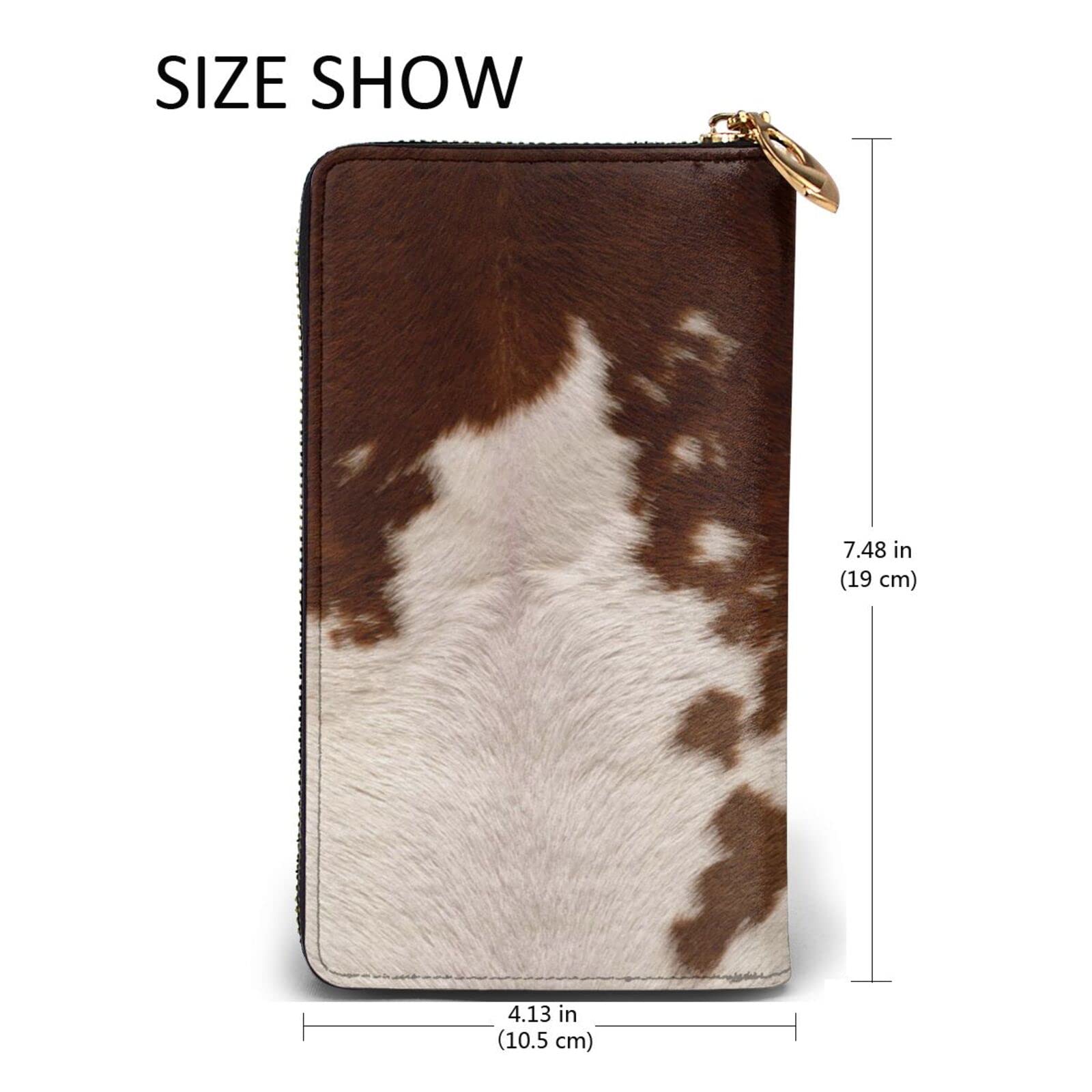 VVTDESA Red Brown Cowhide Print Men'S And Women'S Leather Wallets Clutches And Wallets Soft Leather Print Zip Multi Card Slots