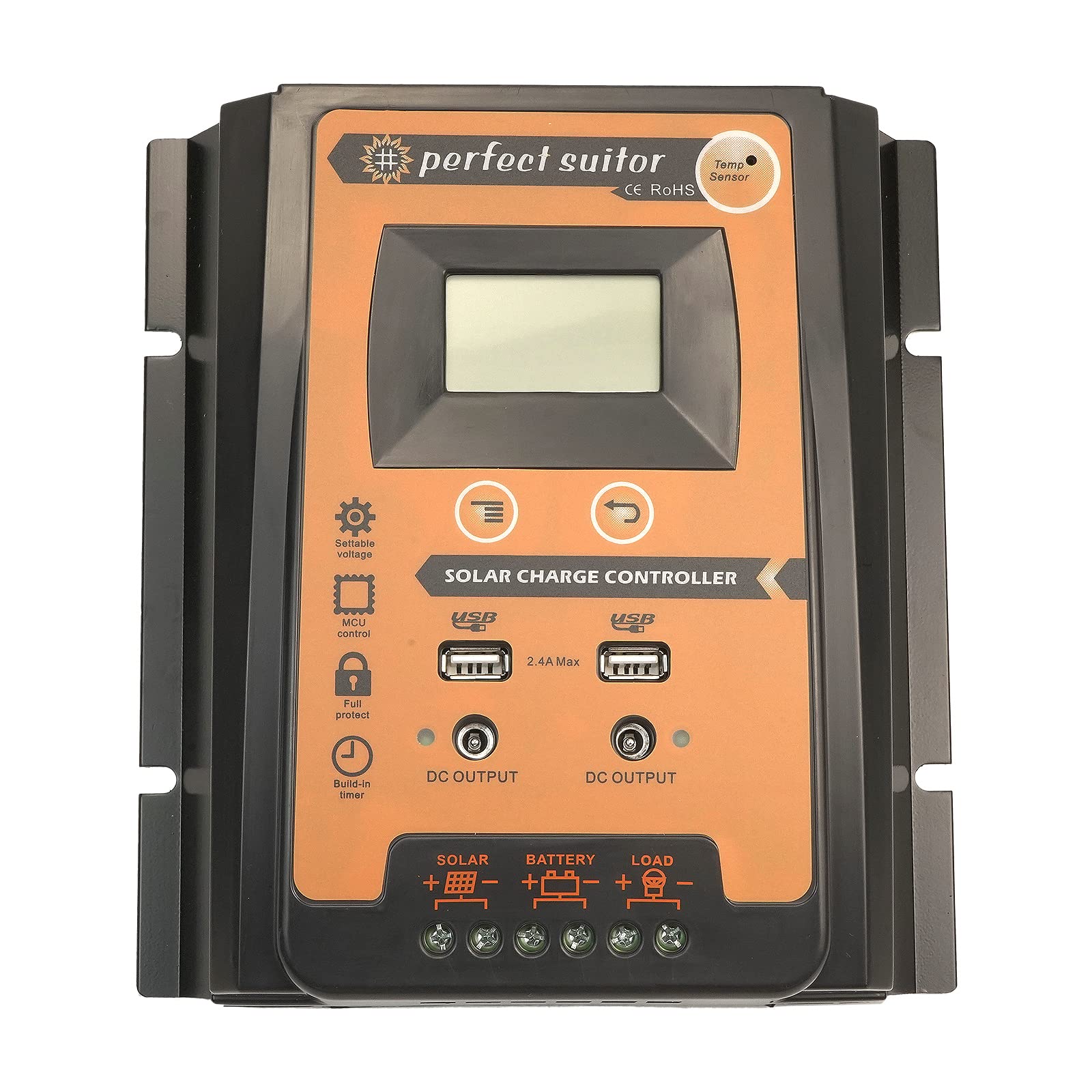 MPPT Solar Charge Controller 12V/24V Solar Panel Battery Regulator Charge Controller Dual USB LCD Display Solar Power Battery Charger Controller 50A