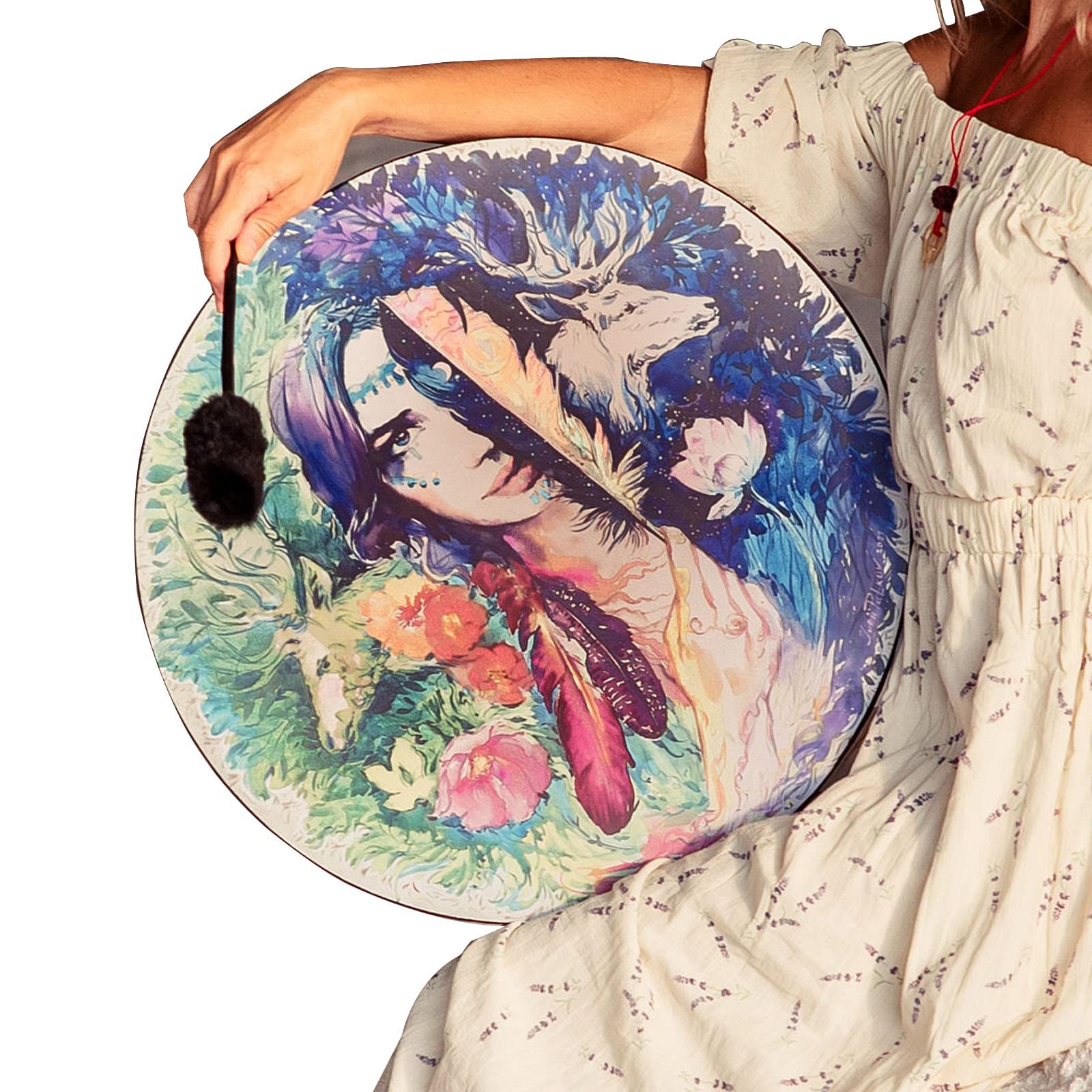 Shiweiqiangbos. Sacred Vegan inchForest Nymphinch Drum Shamanic Witch Drum Sound Healing Tool Tunable Membrane Medicine Frame Drum Women E1VVPX 0