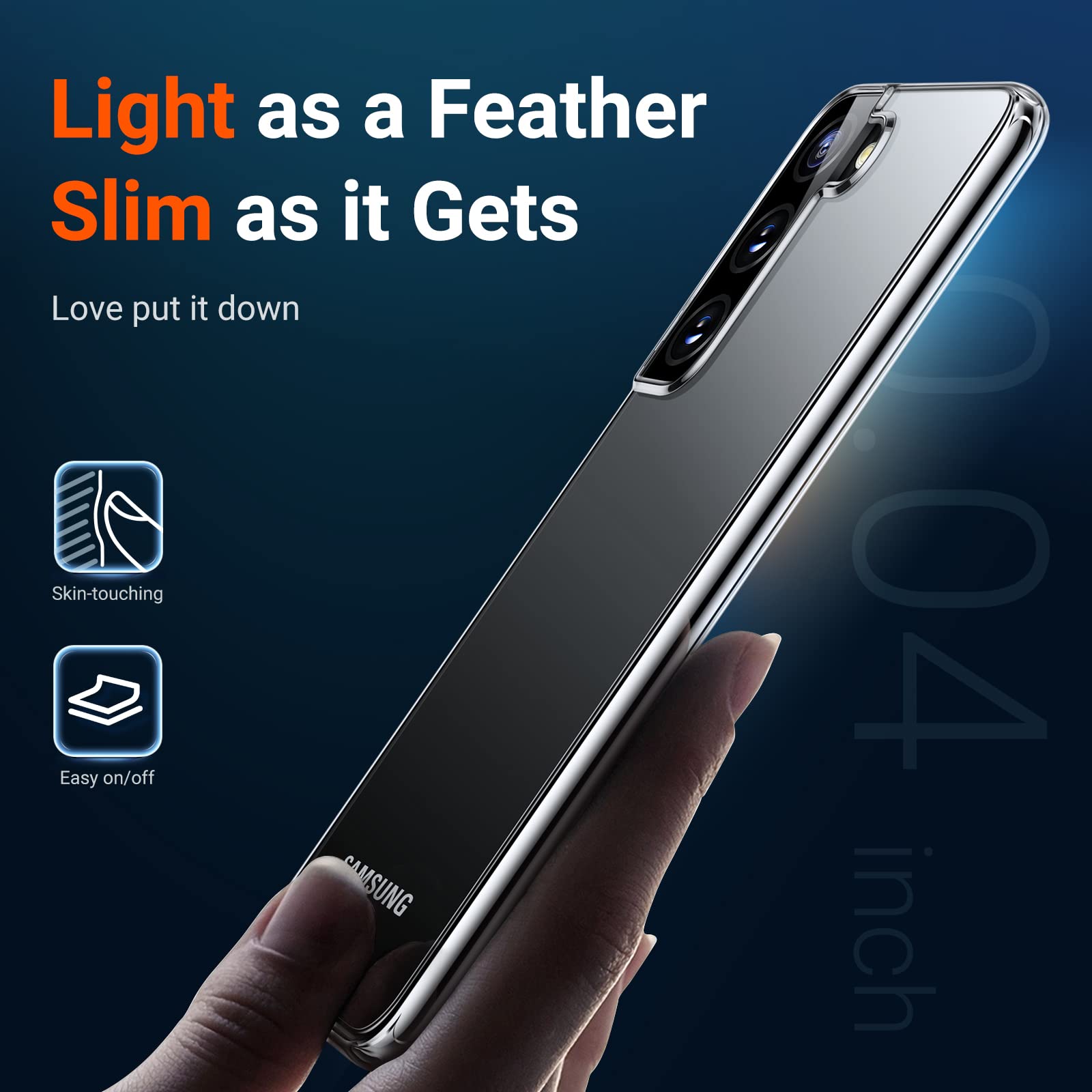 TORRAS SoftCare Clear Galaxy S22 Case,[Long Lasting Clarity] Slim Yet Protective Soft Transparent TPU Thin Clear S22 Phone Case for Samsung Galaxy S22 Case 5G 2021,Clear