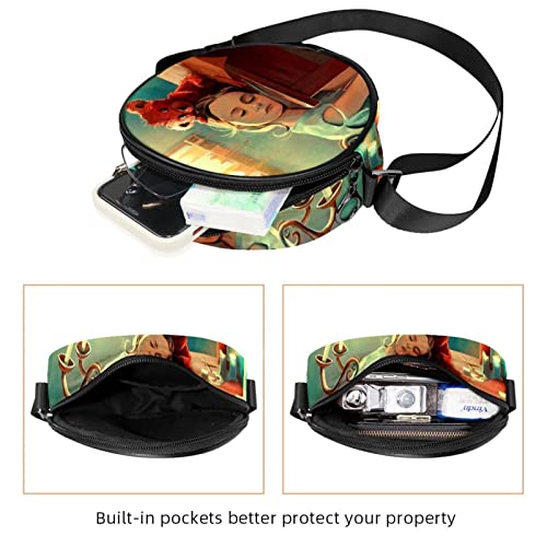 Wangsxing Small Crossbody Bag Girl Sleeping Round Purse Wallet Shoulder Bag