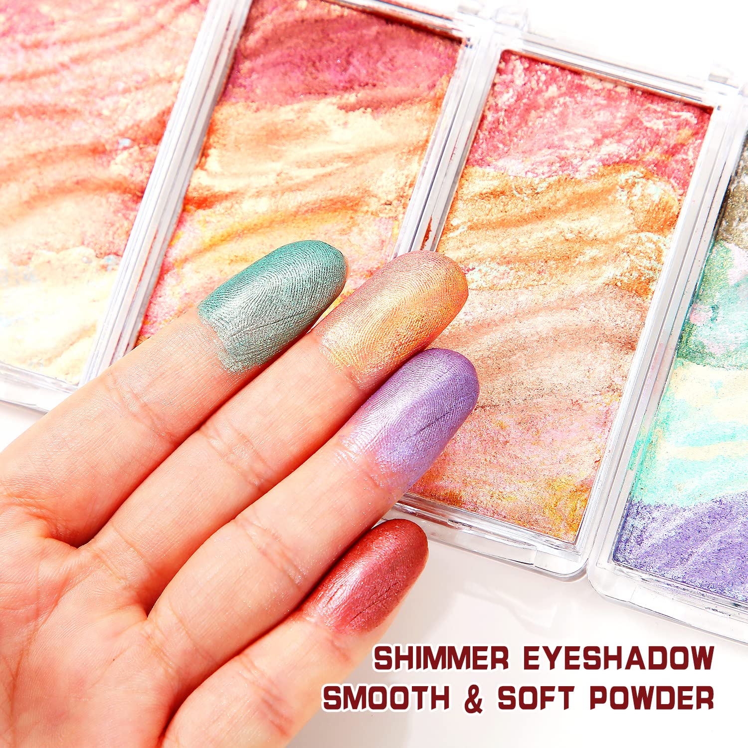 SU YAMMY Wet & Dry Baked Eyeshadow Palette - Talc Free and Ultra-Lightweight Metallic Eyeshadow & Blushers & Highlighter Pallet, Long Lasting with No Creasing (4 Pack 1#, 2#, 3#, 4#)