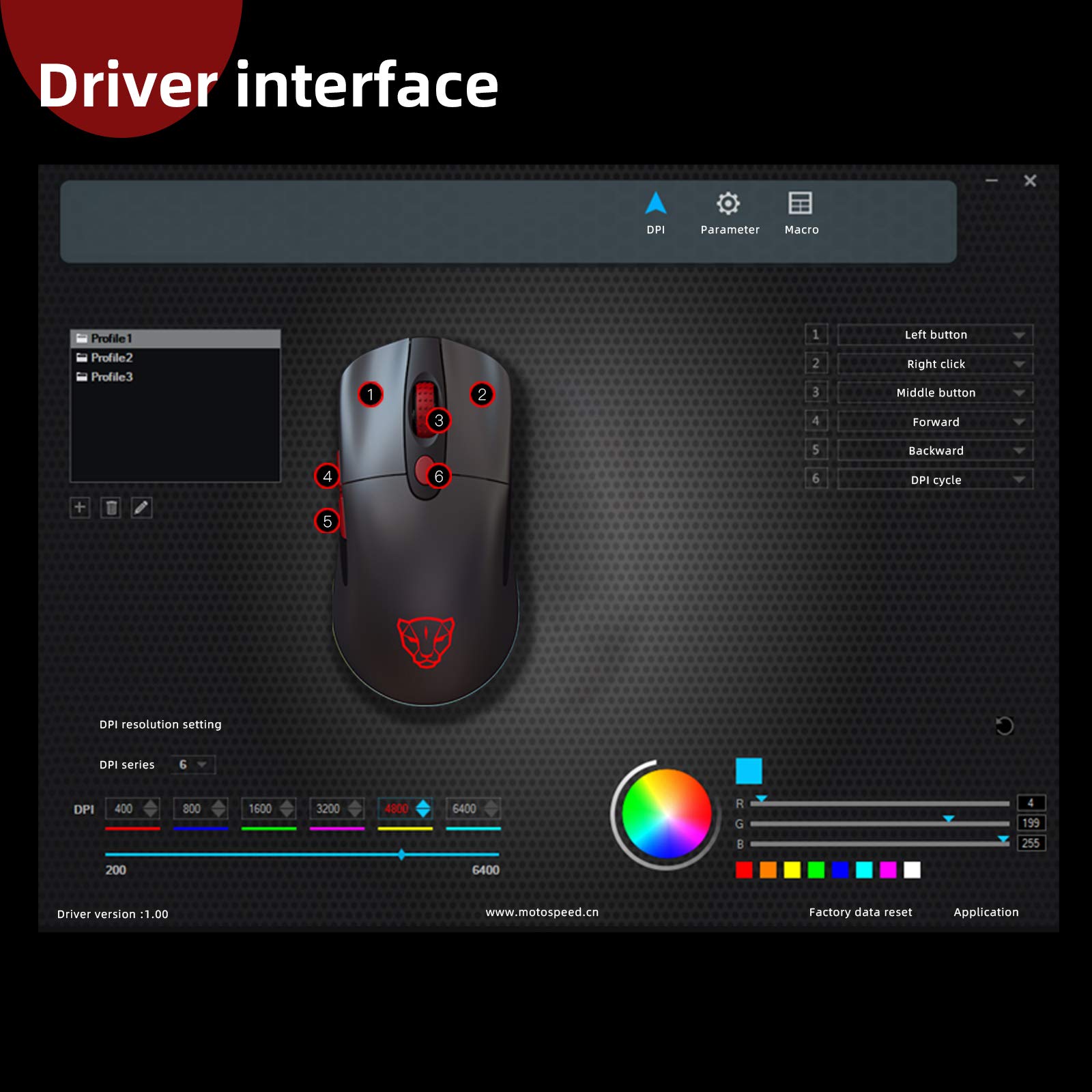 MOTOSPEED Wired Gaming Mouse,RGB Chroma Backlit Gaming Mouse,6 Programmable Buttons, 6400 DPI Adjustable,Comfortable Grip Ergonomic Optical PC Computer Gaming Mice for PC,Laptop,MacBook