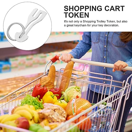 PATKAW 4pcs Shopping Trolley Release Key Removable Shopping Trolley Coin Stainless Steel Shopping Trolley Token