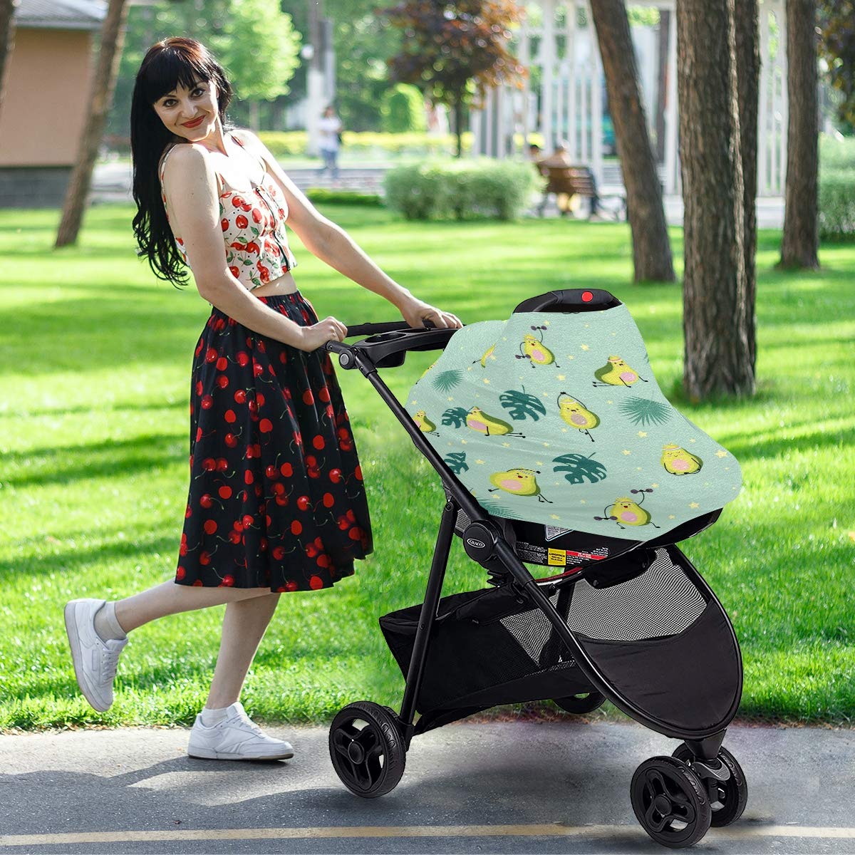 Nursing Cover Baby Car Seat Covers Carseat Canopy (Black Houndstooth Plaid)