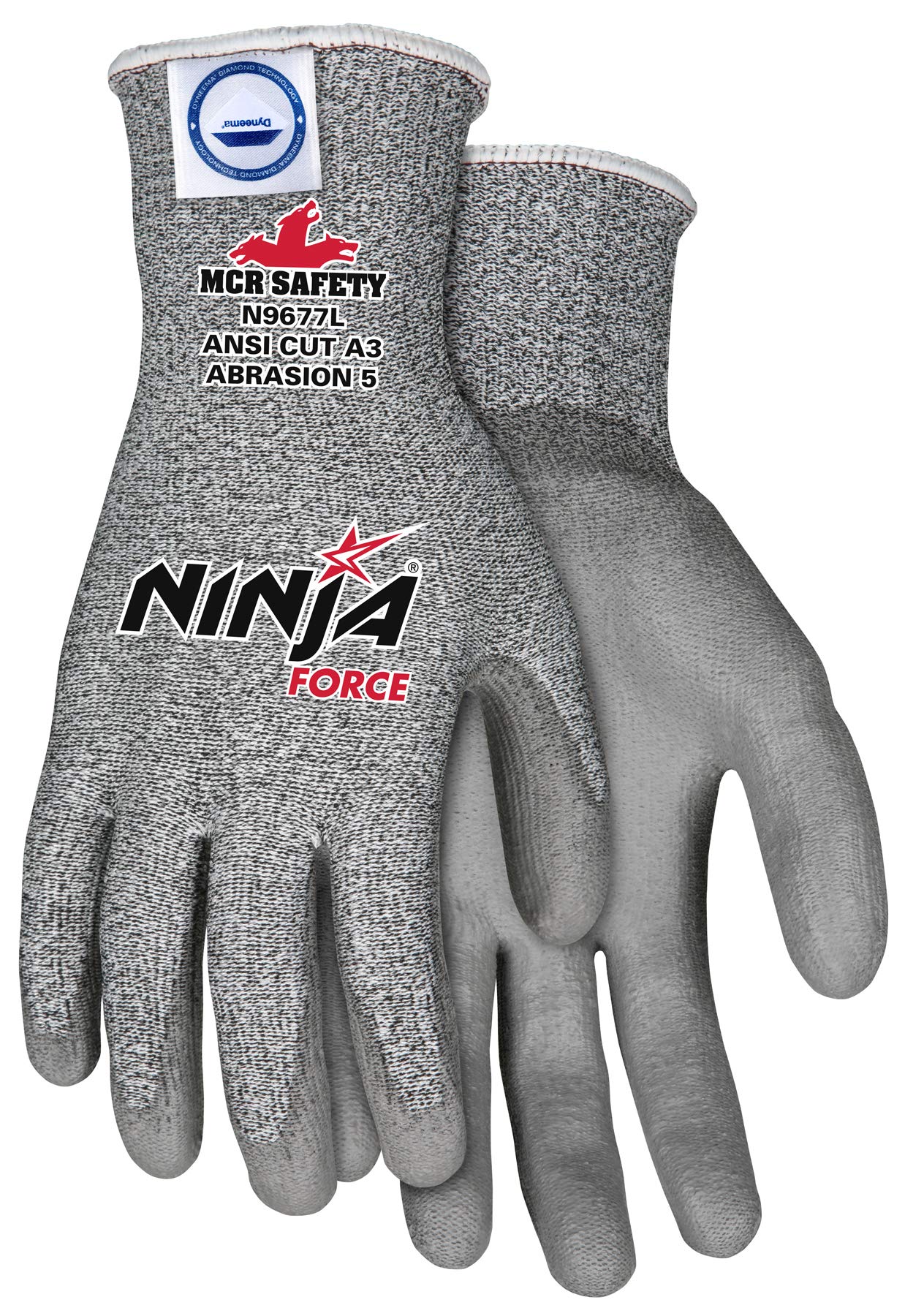MCR Safety Cut Resist Gloves, Textured Finish, XL, PR, Gray, N9677XL, X-Large