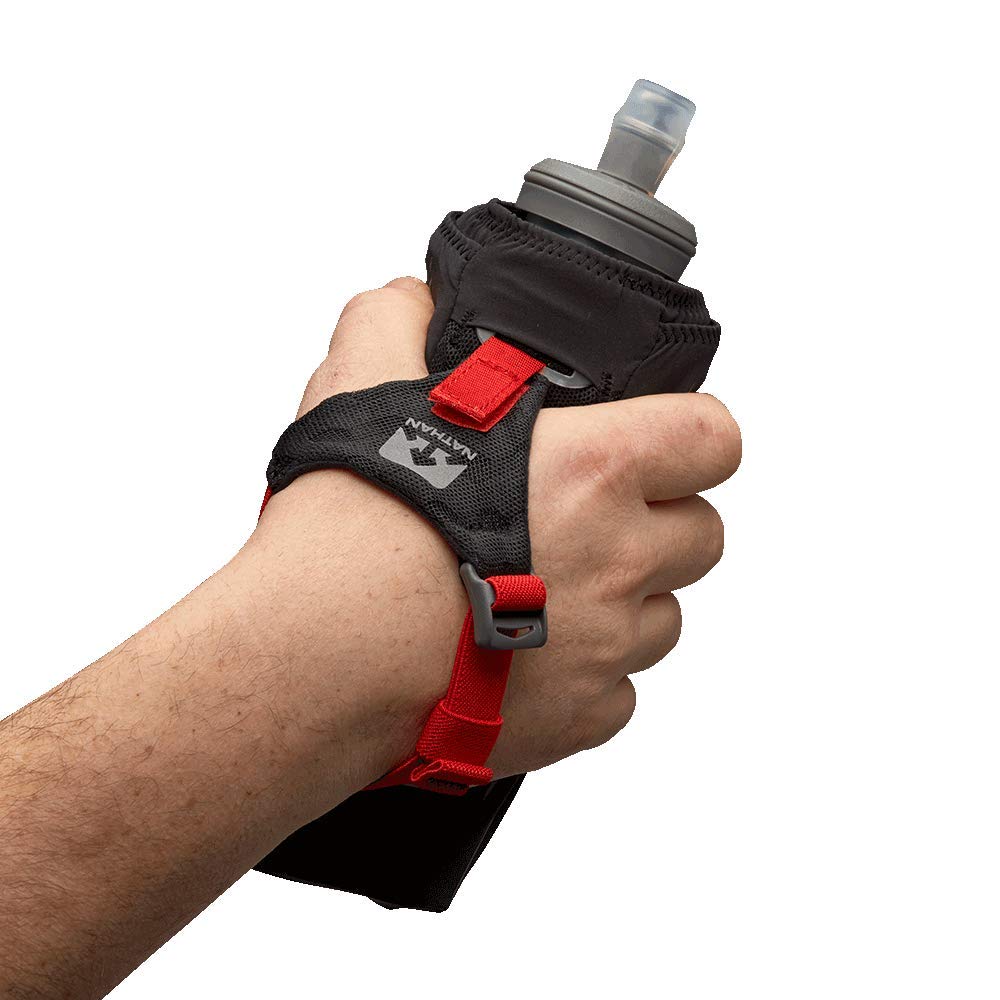 Nathan Handheld ExoDraw/ExoShot 2.0 18oz / 14oz Insulated Soft Flask β Portable Hydration Bottle for Marathons, Hiking, Ultra Running and Outdoor Activity (Black Insulated 18oz, 18oz)