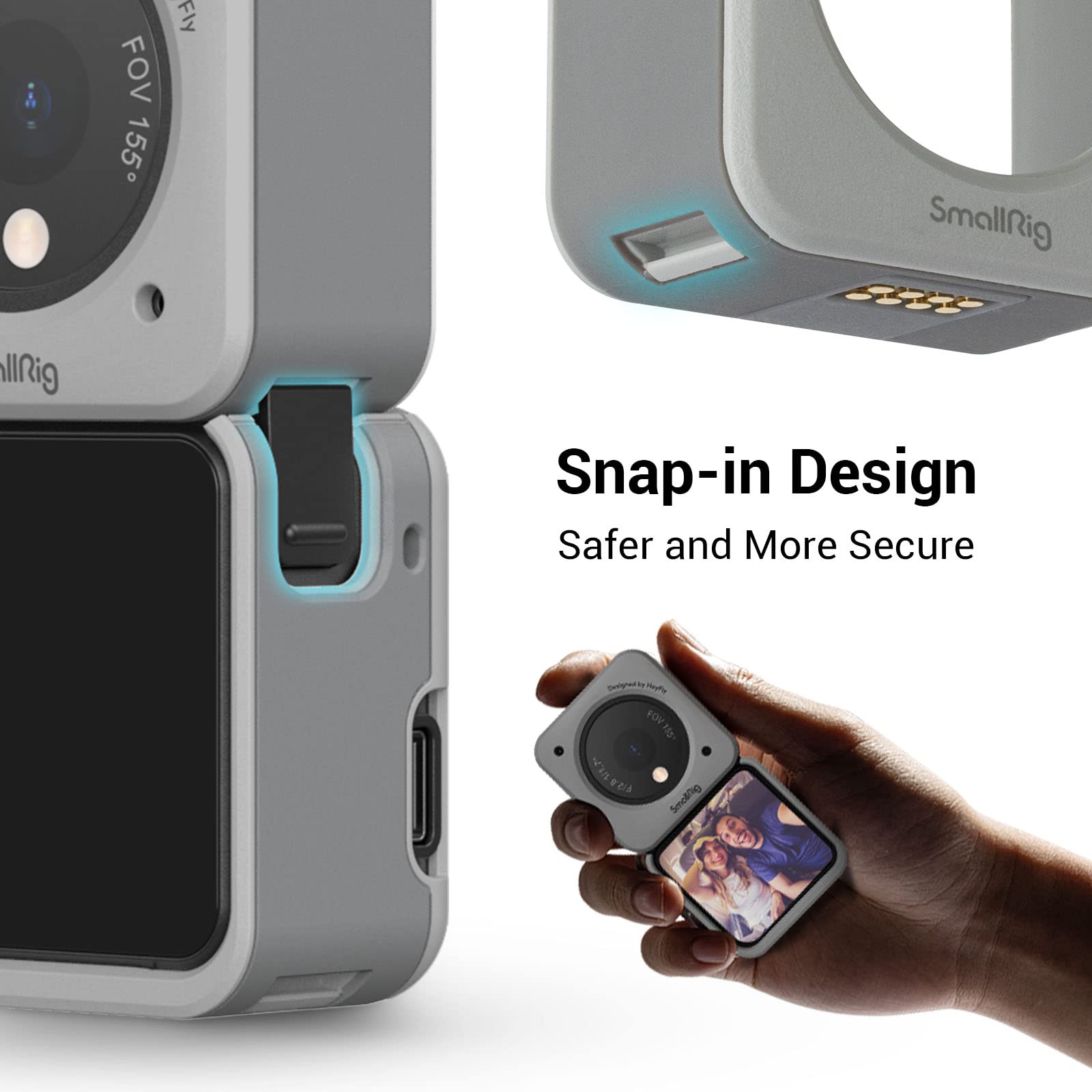 SmallRig Protective Case for DJI Action 2 Dual-Screen Combo Camera, Housing Case with Magnetic Attachments, Case Protector Accessory, Grey - 3627