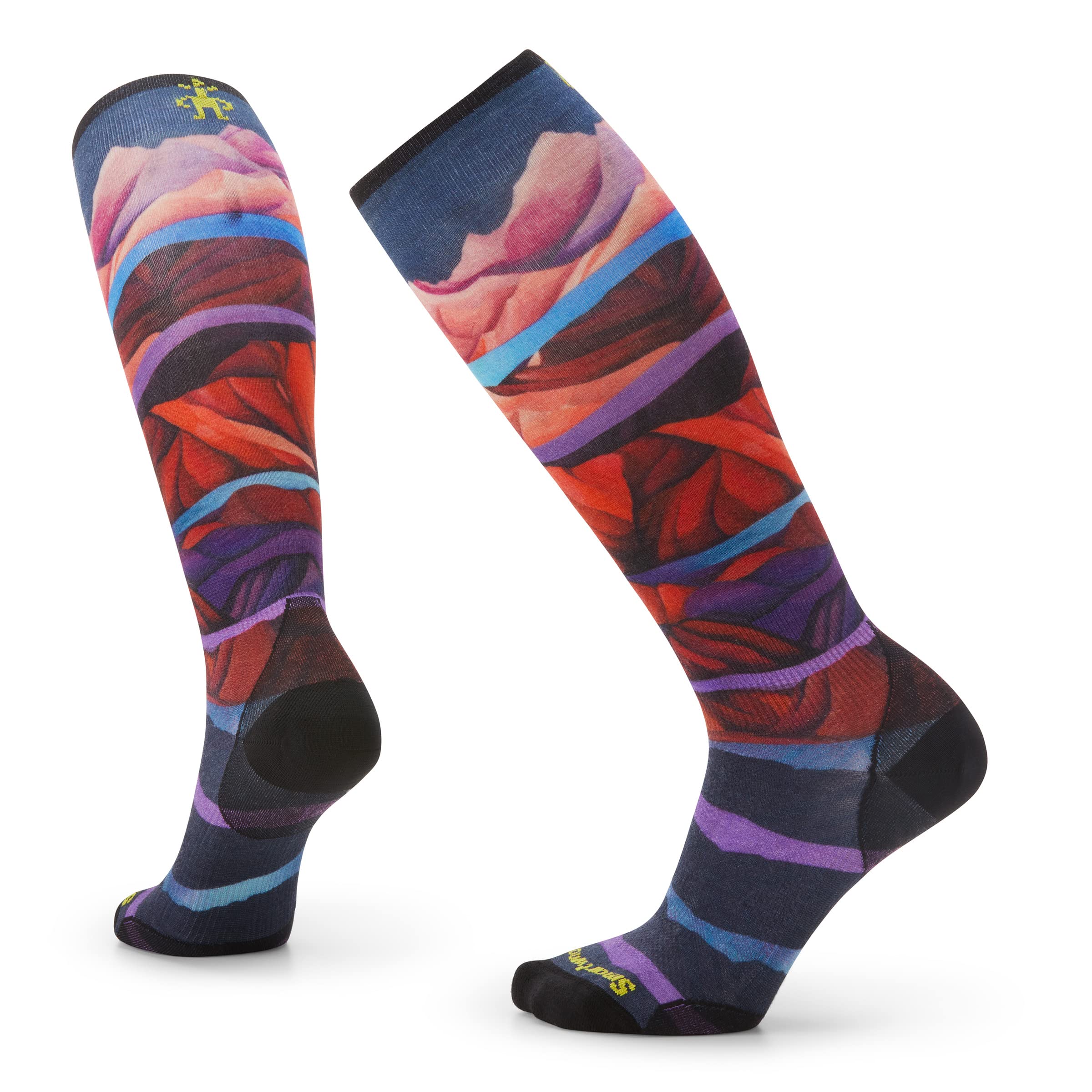 Smartwool Women's Ski Print Zero Cushion Merino Wool Over The Calf Socks, Multi Color, Large