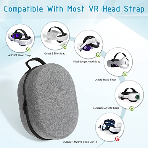 Zortwury Hard Carrying Case Compatible with Oculus/Meta Quest 2 Accessories VR Gaming Headset Touch Controllers & Lens Protector Accessories, Suitable for Travel and Home Storage (Grey)
