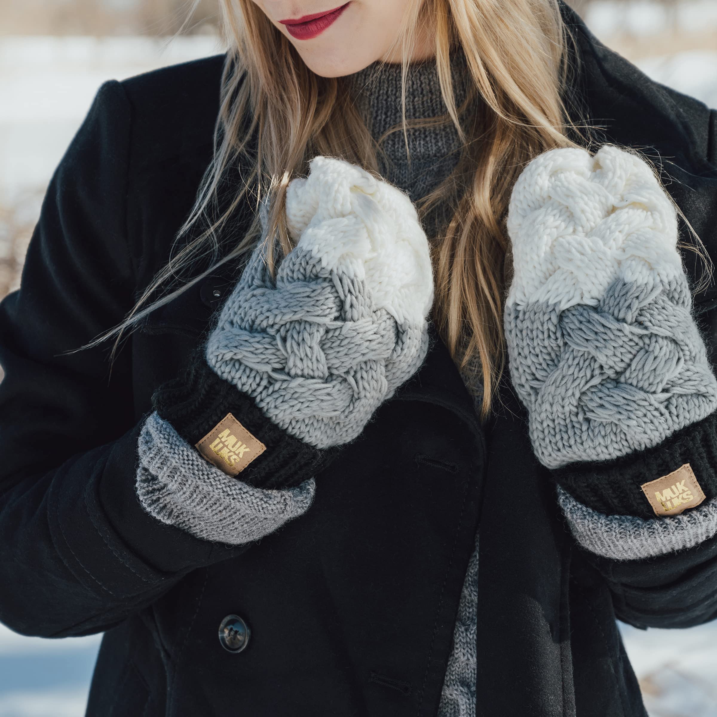 MUK LUKS womens Luks® Women's MUK LUKS Women s Colorblock Mittens, Winter Dusk, One Size US