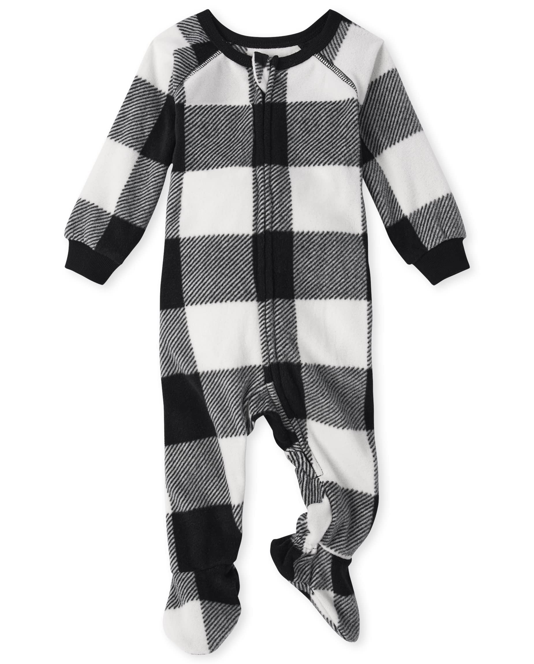 The Children's Place Baby Toddler One Piece Family Matching, Holiday Pajama Sets, Fleece, Black/White Check, 5T