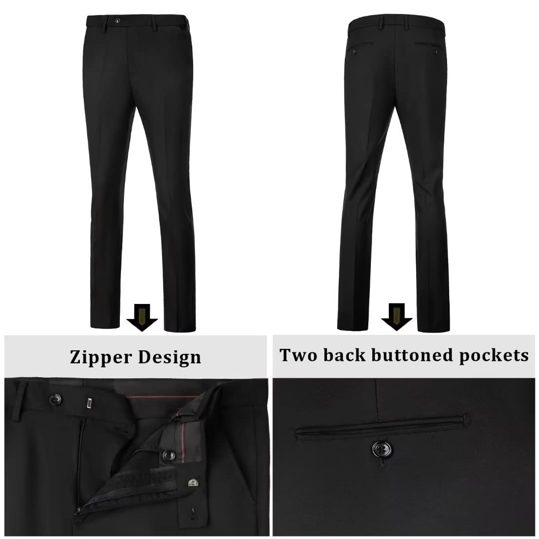 Men's Suits Slim Fit 2 Piece Black Suits Tux Regular Fit for Men Wedding Suit Prom Homecoming Outfits Dress Blazer Pants Set Size M