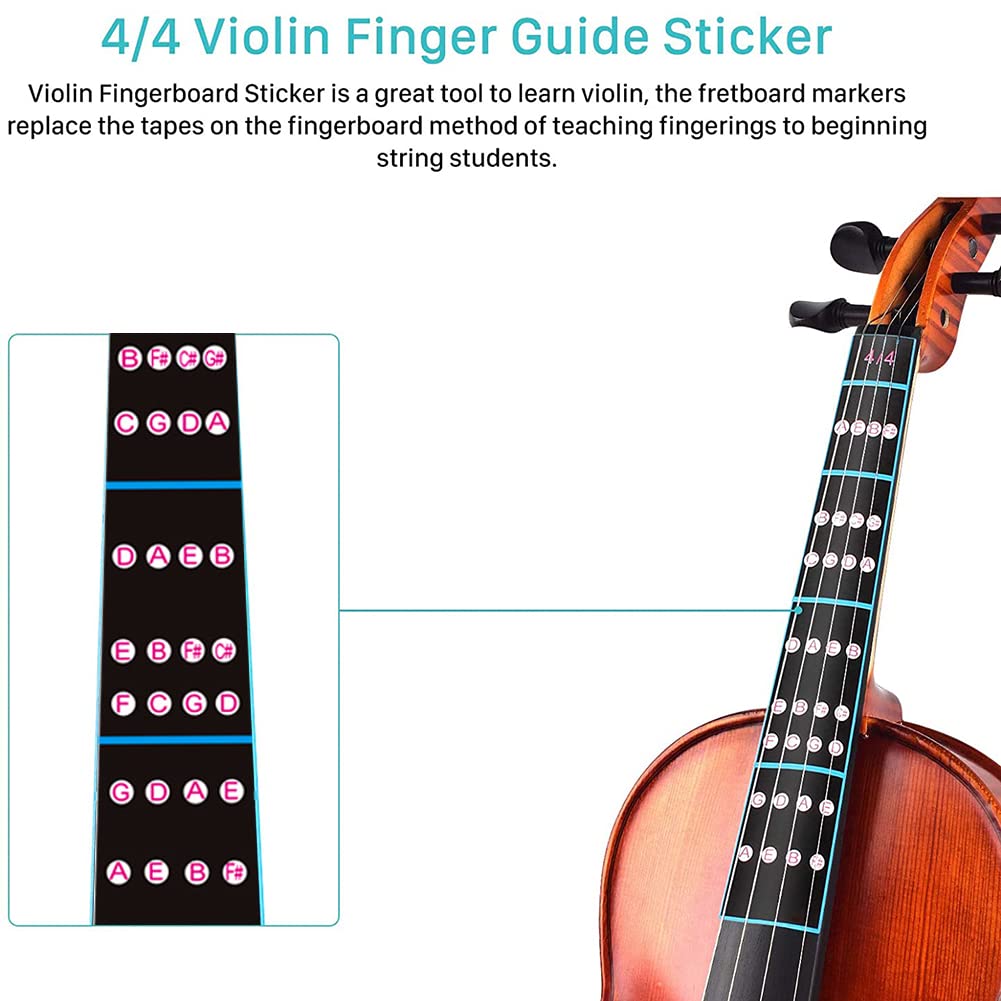 TOULLGO Finger Guide for Violins Fiddle Fingerboard Sticker Violin Finger Guide, Detachable and Reusable 4/4 Violin Fingering Stickers for Beginners to Practice, 2PCS