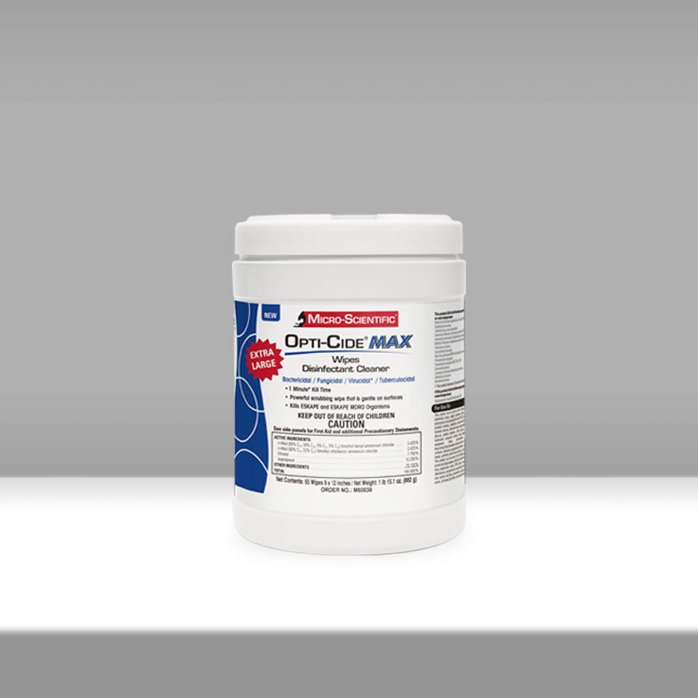 Micro-Scientific M60038 Disinfectant Cleaner Wipe, XL, 9" Width, 12" Length, Pack of 65