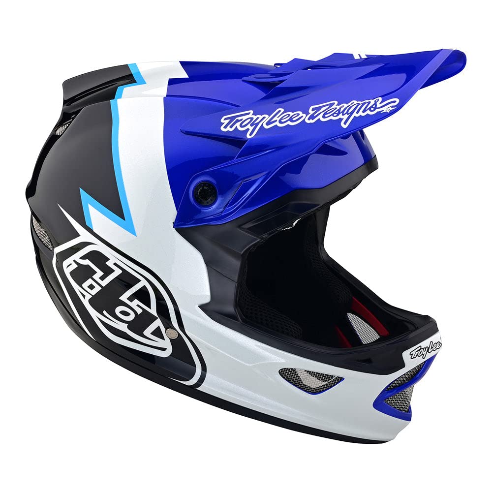 Troy Lee Designs Downhill D3 Fiberlite Volt Full Face Bicycle Helmet for Max Ventilation Lightweight MIPS EPP EPS Racing Downhill BMX MTB DH - Adult Mens Womens Unisex (Blue, SM)