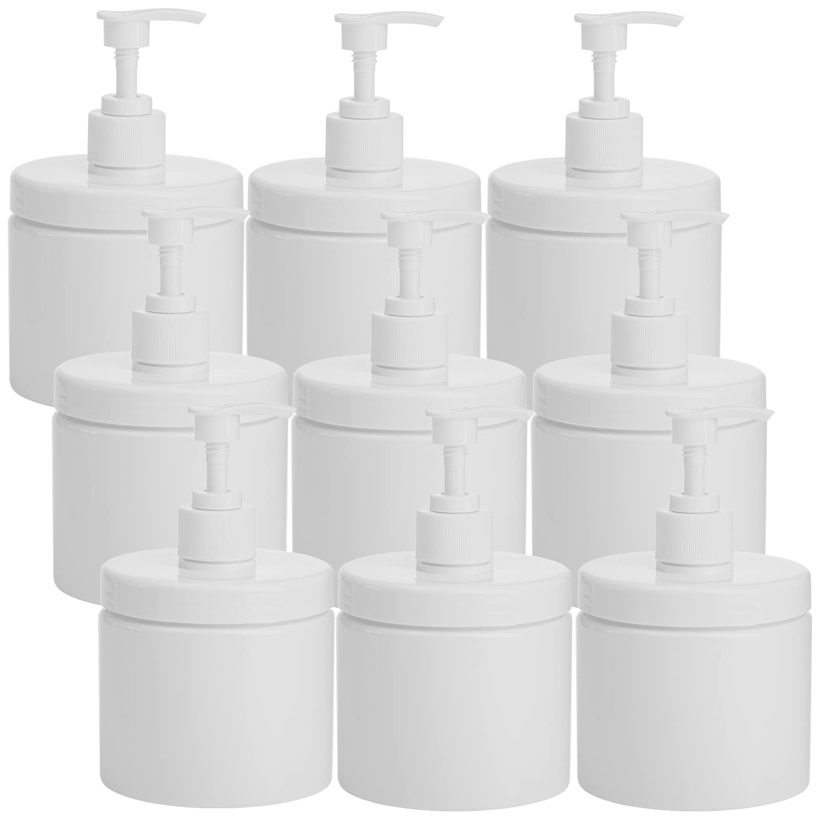 ZOOFOX 9 Pack Plastic Lotion Dispenser, 17 oz Empty Bottles with Pump, Refillable Liquid Container for Dispensing Lotions, Shampoo, Massage Oil, Dish Soap, Bathroom, Kitchen Sink