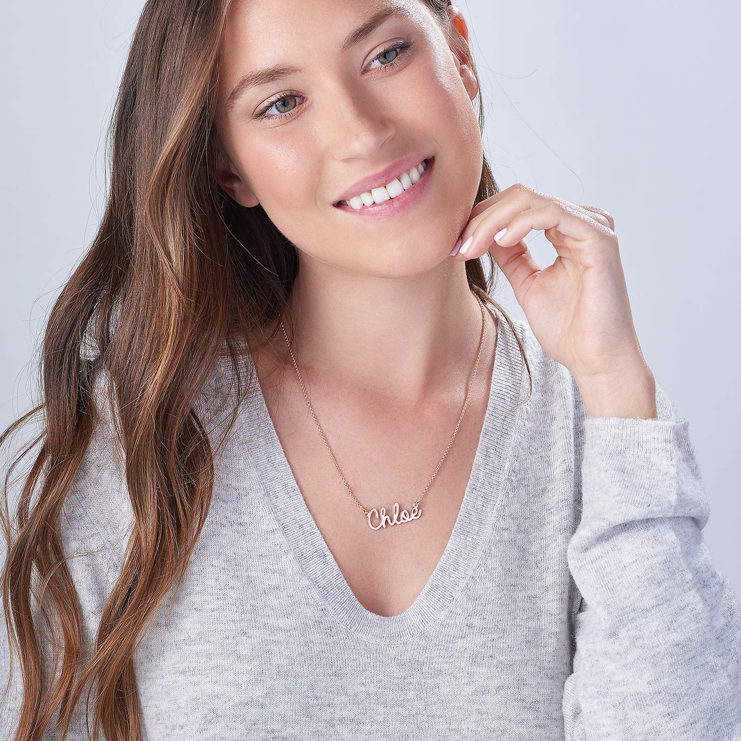 MyNameNecklace Personalized Cursive Name Pendant Necklace-Nameplate Christmas Jewelry Gift