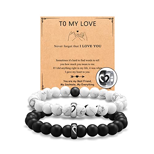 UNGENT THEM Couples Bracelets Matching Stuff Long Distance Relationship Promise His Hers Christmas I Love You Sweetest Valentines Day Gifts for Him Her Boyfriend Girlfriend Women Men BF