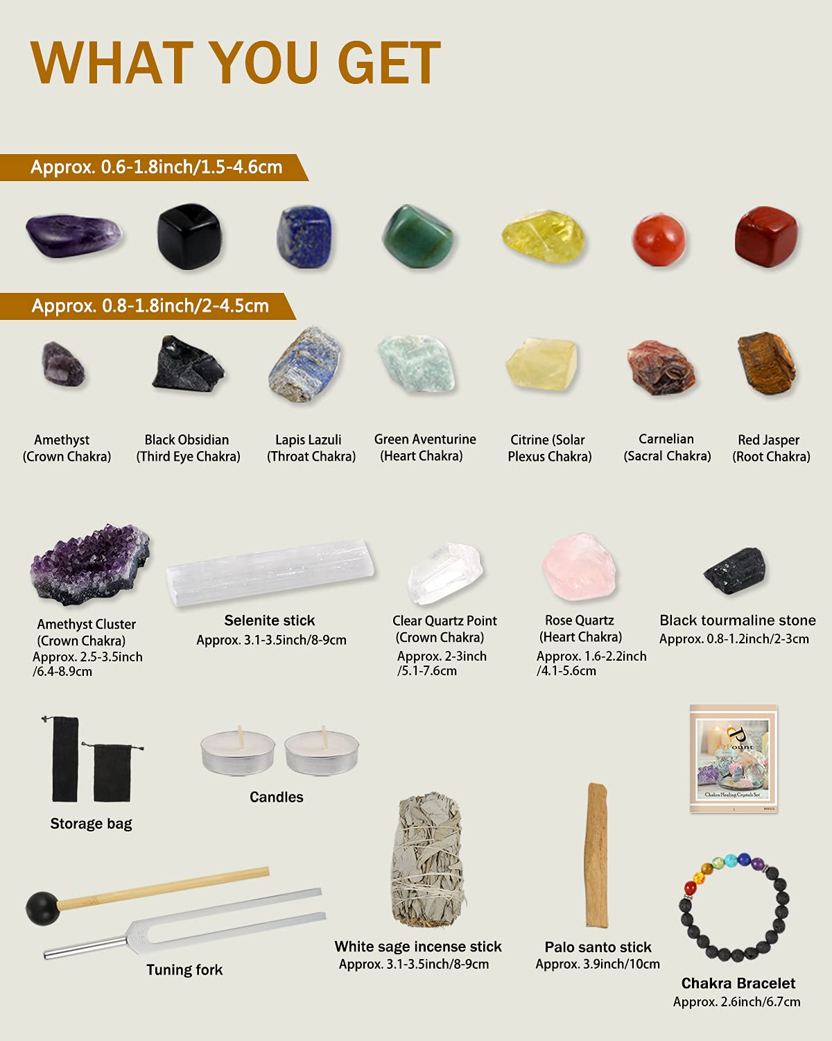 PP OPOUNT 26 PCS Healing Crystals Set, Crystals and Healing Stones Set with Polished and Raw Chakra Stones, Instructions and Gift Box for Crystal Healing and Meditation