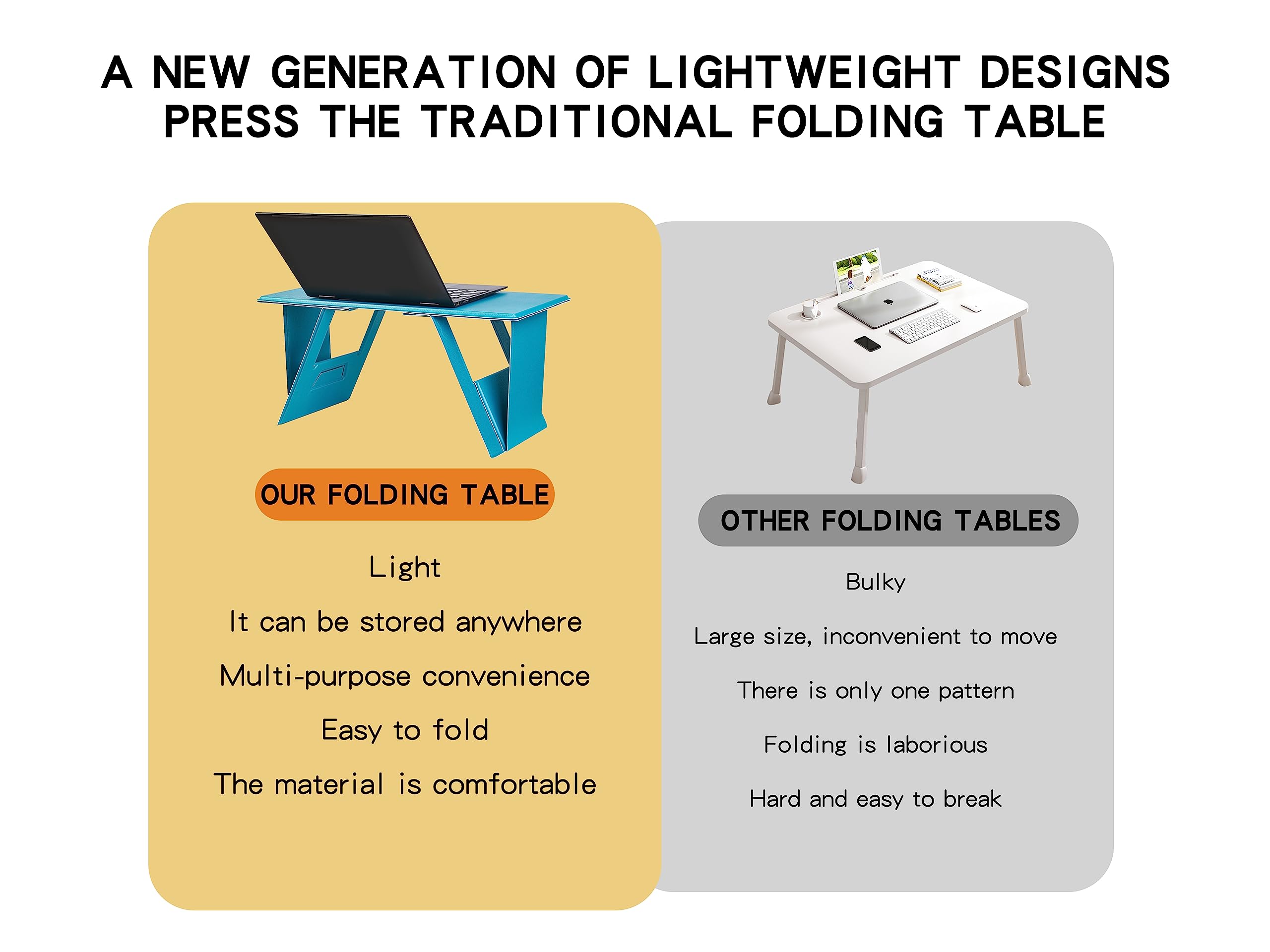 MRJKNRO.KJ Folding Table Desk at Home in The Office and car for Computer Laptop Pad Phone Reading Writing Easy to use Carry and stroage Lightweight…Blue, 9.4“X17.7"X8.26"