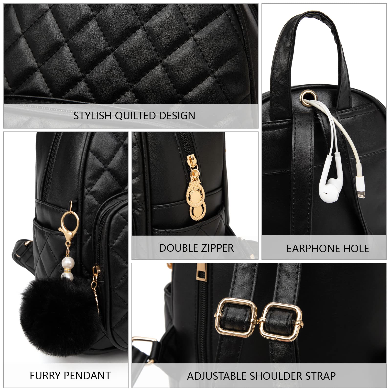 Small Crossbody Bags for Women Purses & Mini Backpack for Women with Cute Pompom