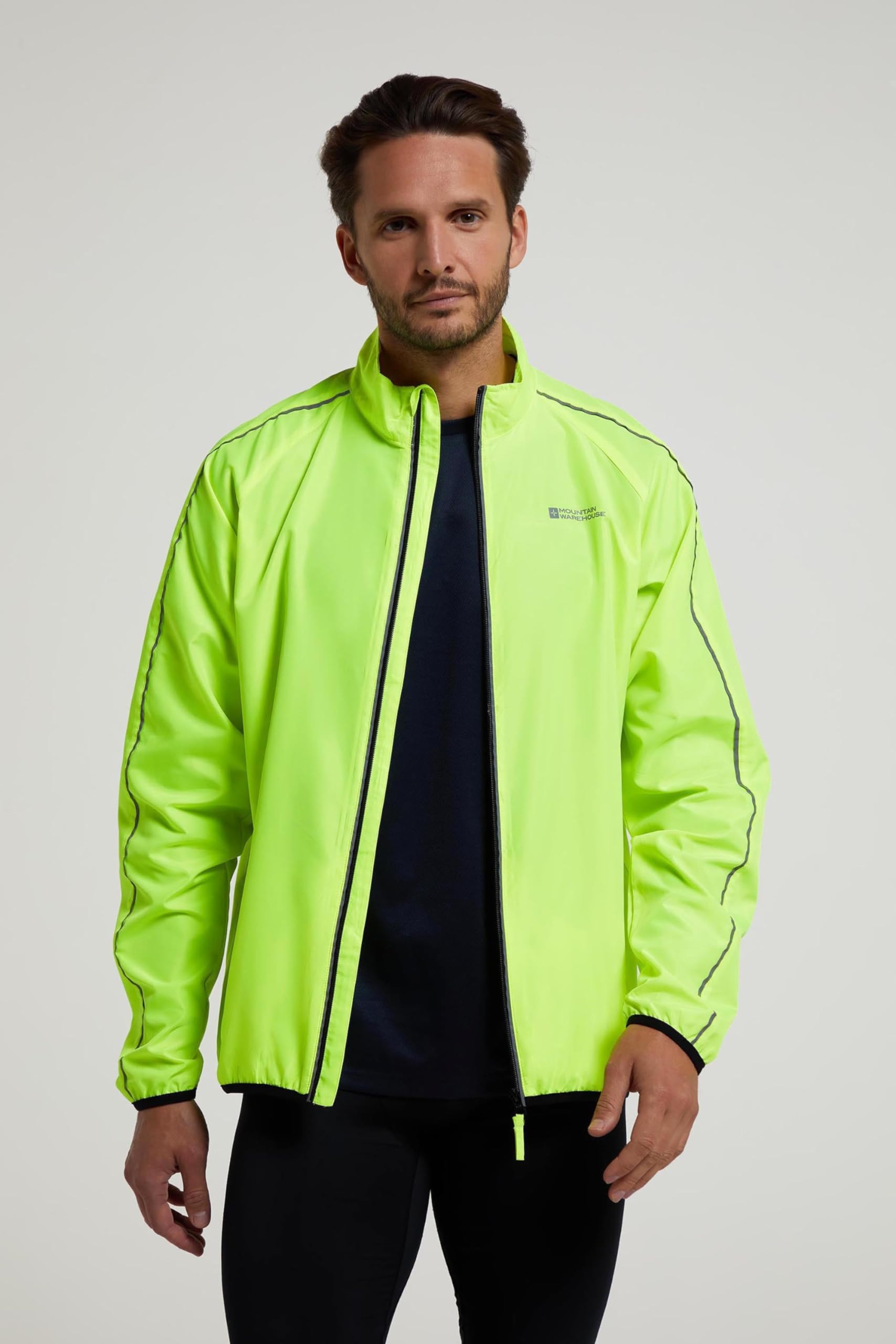Mountain Warehouse Force Mens Reflective Water-Resistant Running Jacket Yellow Small
