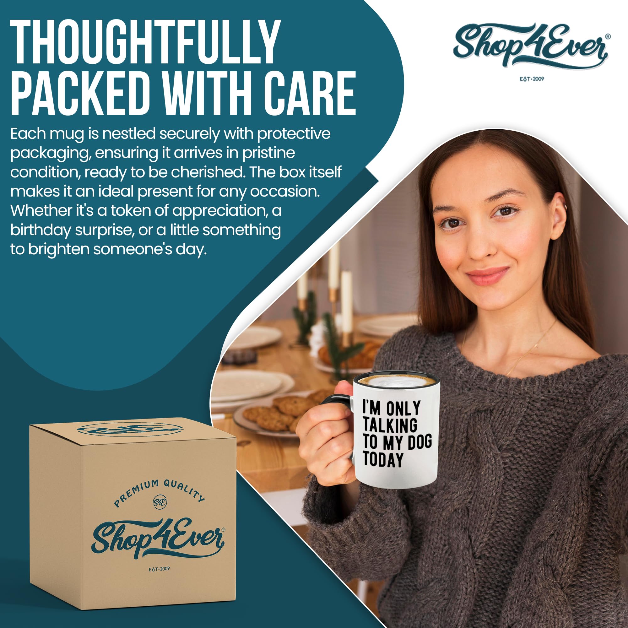 shop4ever I'm Only Talking to My Dog Today Ceramic Coffee Mug Tea Cup. Funny Gift for Dog Dad Mom 11 oz. (Black Handle)