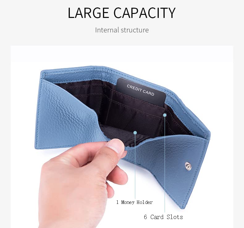 Small Mini Leather Wallet for Women with RFID Blocking Trifold Purse Credit Card Holder Coin Pocket (Grey),sdg283471760p409c444s843