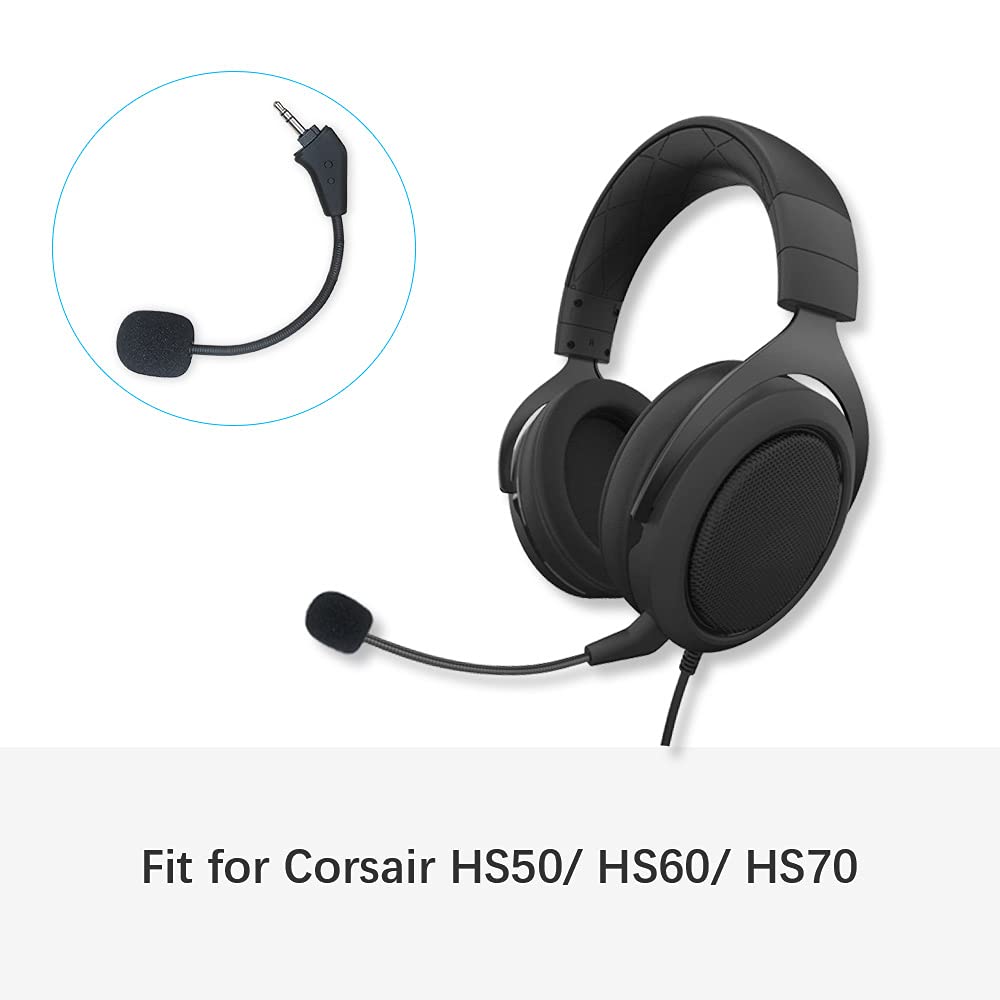 QJYTH Microphone Replacement Compatible with Corsair HS50/HS60/HS70 Gaming Headset, Mic Boom Detachable Microphone Noise Cancelling(Black)