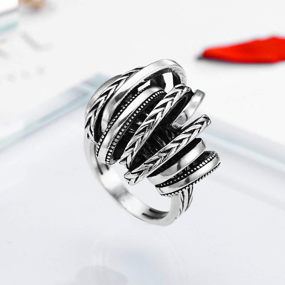 Mytys Statement Ring for Women 2 Tone Gold Designer Knot Intertwined Crossover Finger Cable Cocktail Rings Size 7