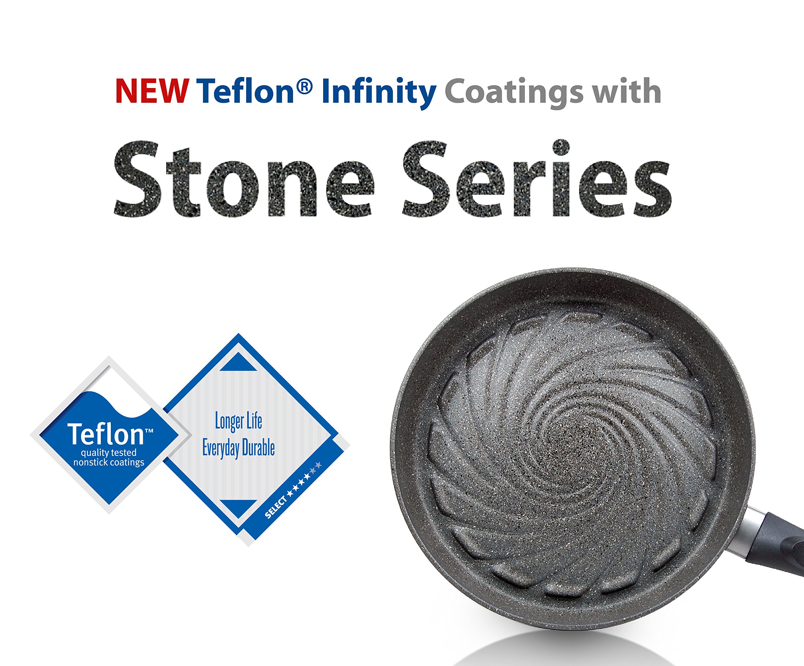 TECHEF - Infinity Collection/Frying Pan, Coated 4 times with the new Teflon Stone Coating with Ceramic Particles (PFOA Free) (12" grill pan)